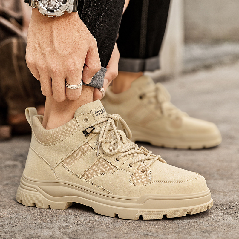 合成鞋业-【合成A239】主推秋冬中高帮户外猪皮+帆布工装鞋【含视频】